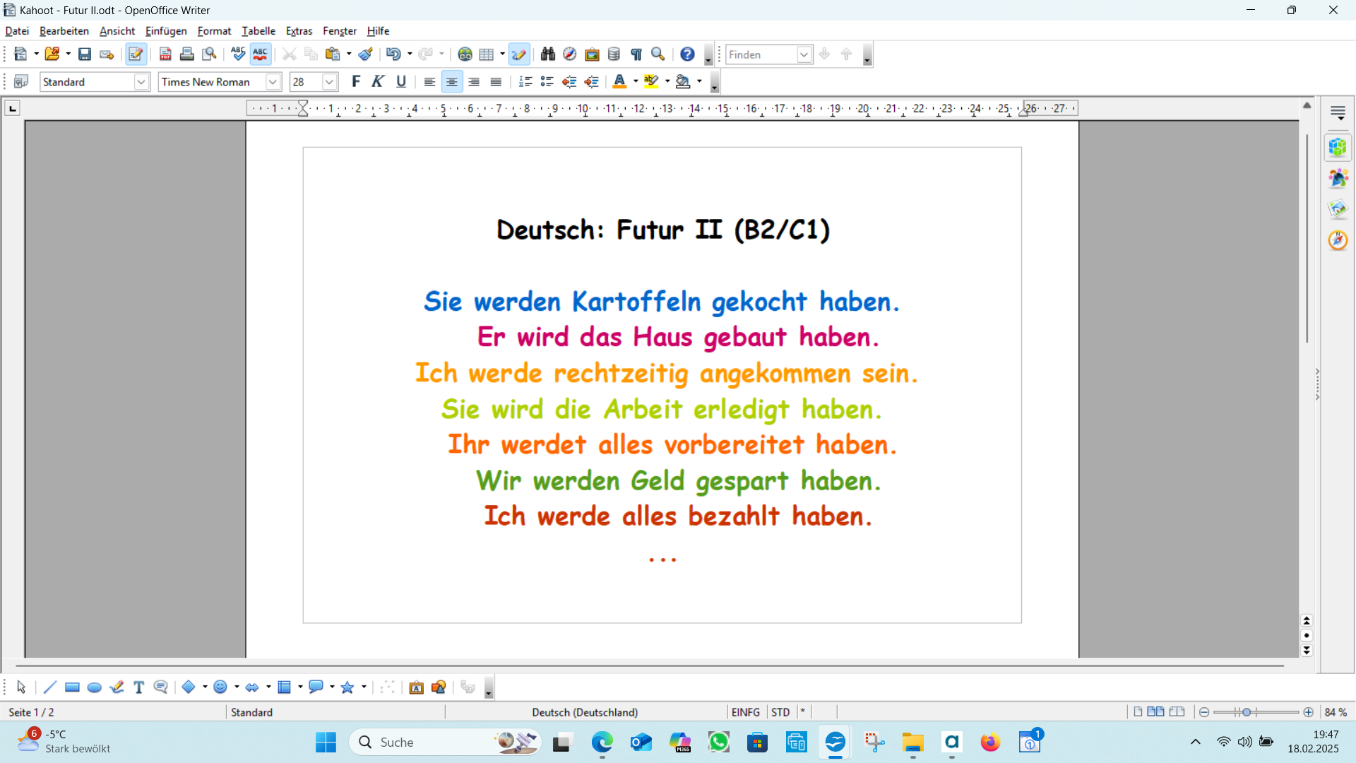 Deutsch (DaF/DaZ): Futur II (B2/C1) - Kahoot! Quiz