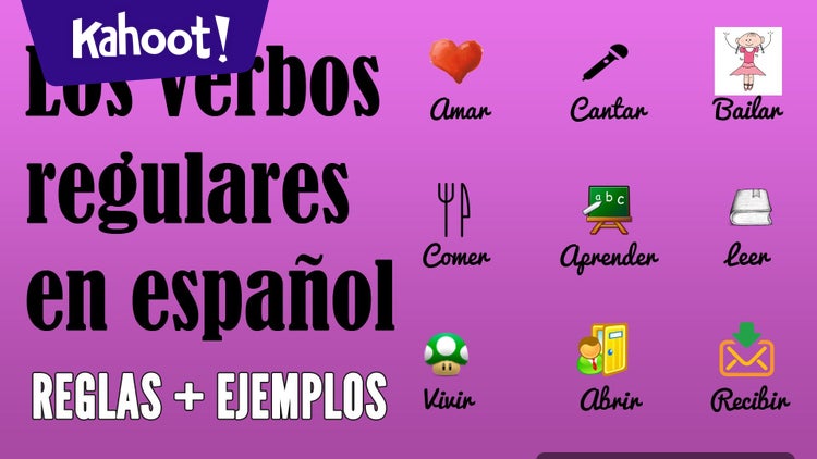 Repaso de verbos regulares en presente y preterito Spanish II - Kahoot ...