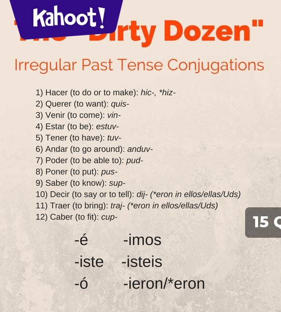 Lección 3.1: El Pretérito Irregular (Senderos 2) - Kahoot! Quiz