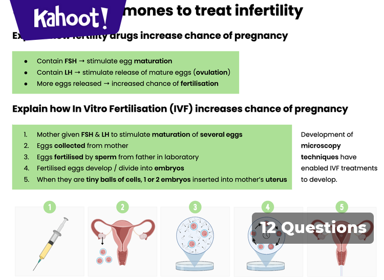 Using hormones to treat infertility - AQA GCSE Biology - Kahoot! Quiz