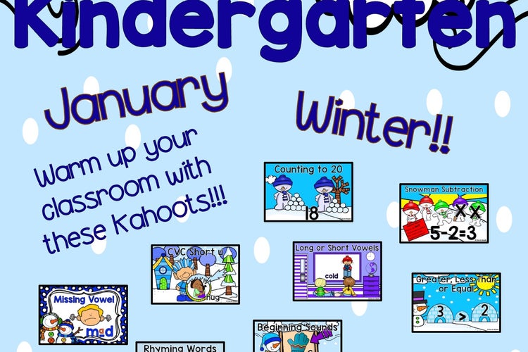 Kindergarten January Winter Kahoots!! (5 Math + 5 Language Arts ...