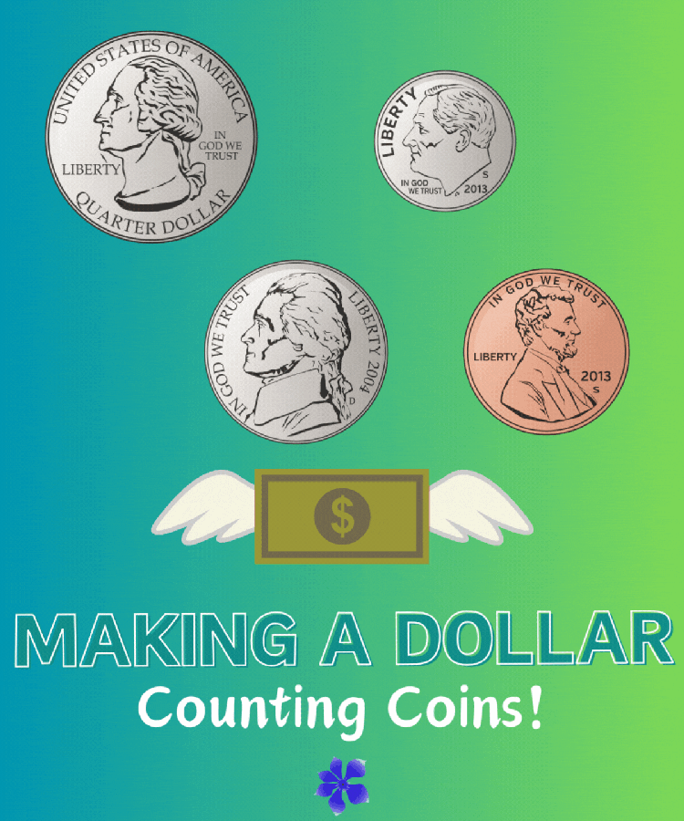 Counting Coins & Making a Dollar / Change for $1 - with bonus ANIMALS ...