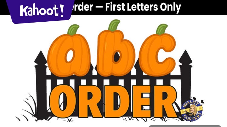ABC Order Fall & Halloween Words ELA Practice - Kahoot! Quiz