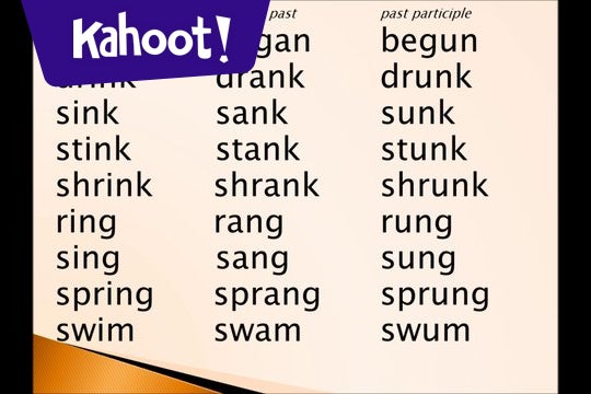 IRREGULAR VERBS (past simple and past participle) - Kahoot! Quiz