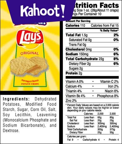 Food Label Kahoot - Kahoot! Quiz