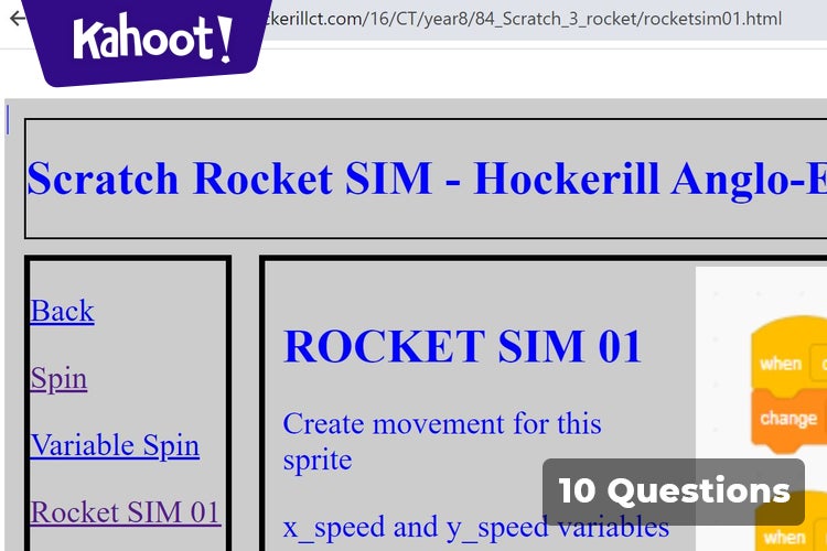Rocket SIM in Scratch - Kahoot! Quiz