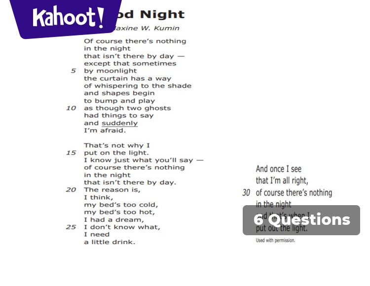 4th Grade Poetry (STAAR) - Kahoot! Quiz