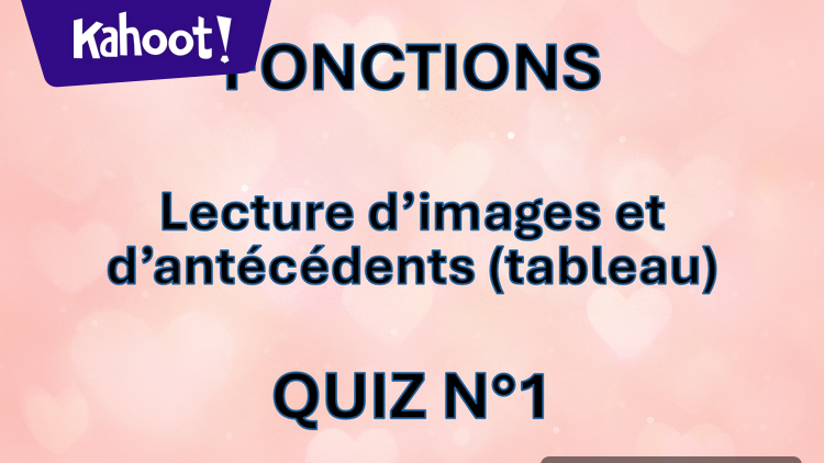 Fonctions - Lecture avec un tableau (Quiz n°1) - Kahoot! Quiz