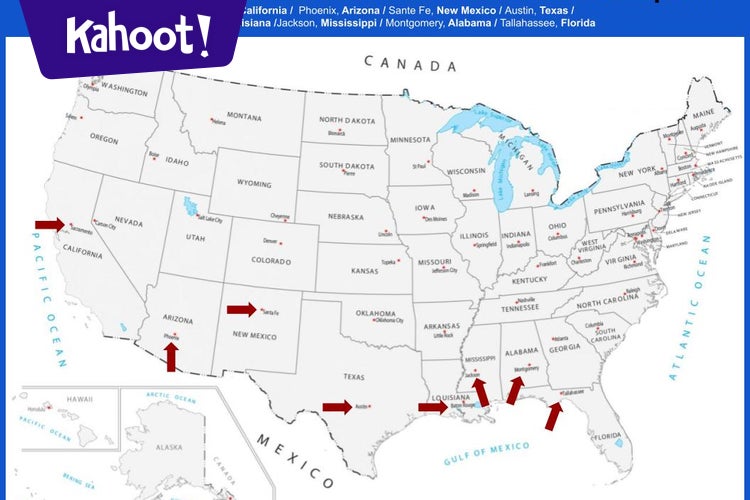 The Southern Border States & Capitals - Kahoot! Quiz