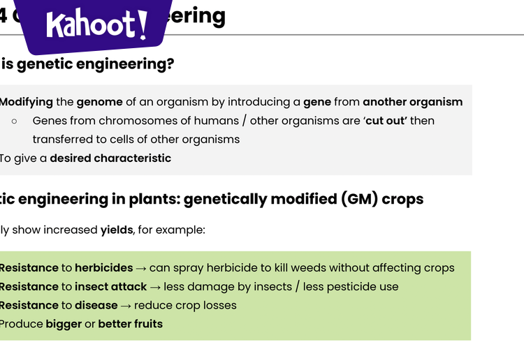 Genetic engineering GCSE Biology - Kahoot! Quiz