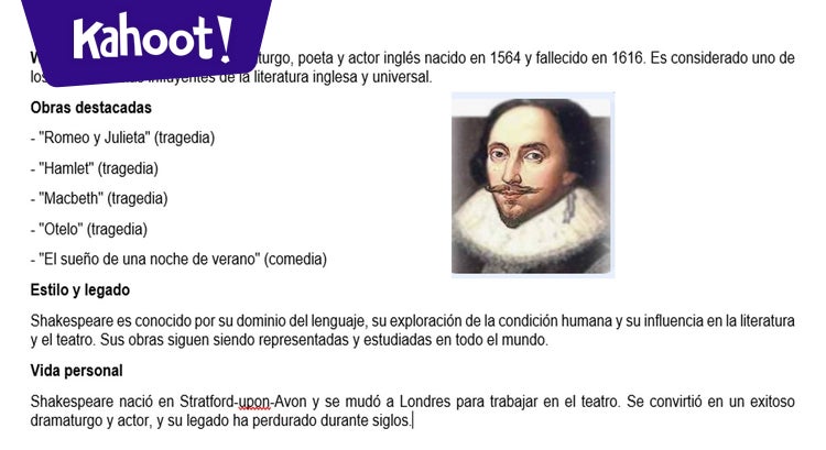 SHAKESPEARE - Kahoot! Quiz