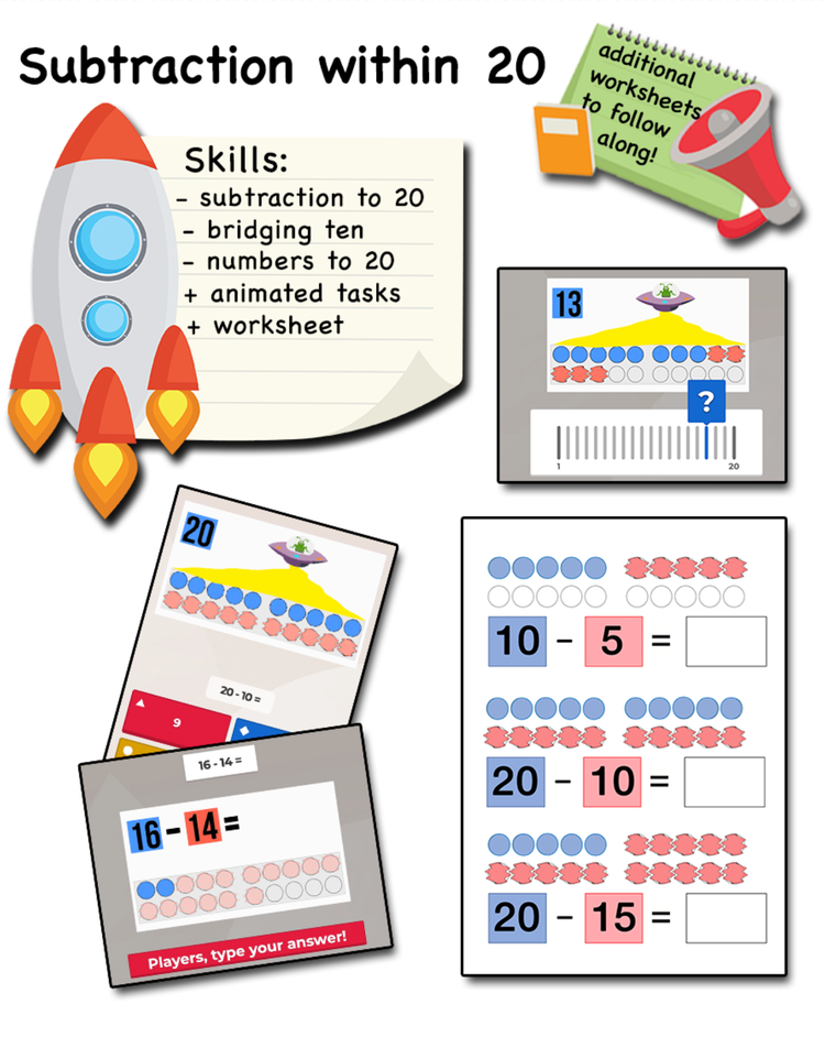Subtraction within 20 - Simple Subtraction - Elementary Math - Kahoot ...
