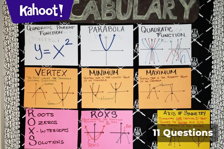 Characteristics of quadratics from graphs - Kahoot! Quiz
