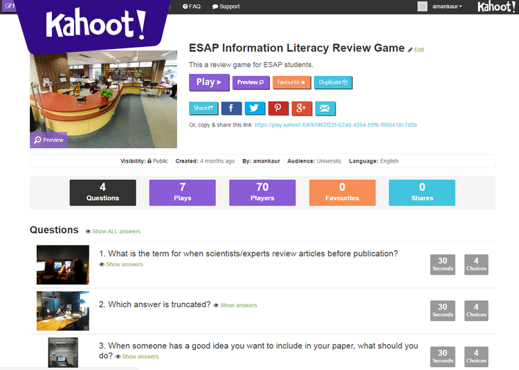 Describe a way that you would like to incorporate Kahoot into a lesson ...