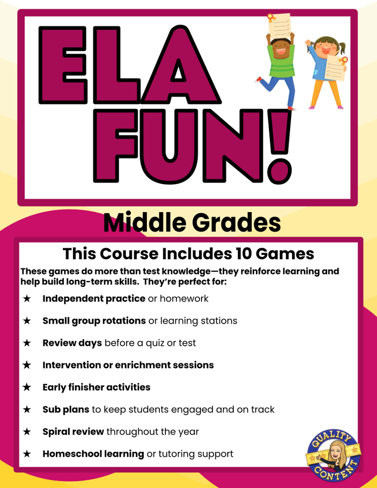 ELA English Language Arts Skill Building Games - Kahoot! Course