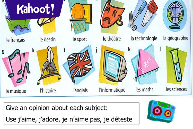 Les matières et opinions - Kahoot! Quiz