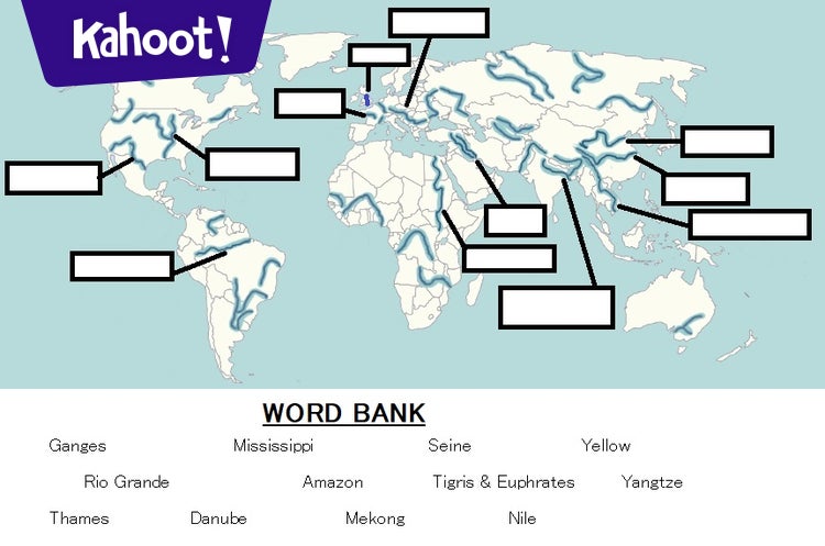 TEST PRACTICE Sentence Directions + Continents + 24 Countries + Rivers ...