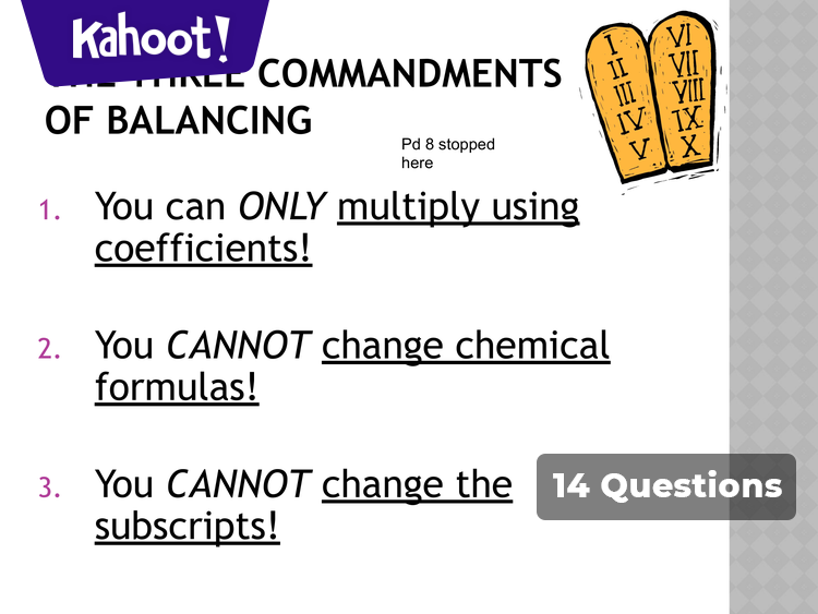 Chemistry: Balancing Chemical Equations - Kahoot! Quiz