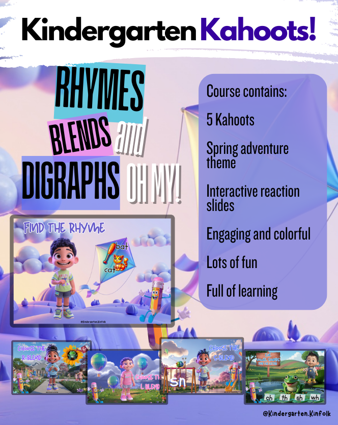 Kindergarten Rhymes Blends and Digraphs Oh My! - Kahoot! Course