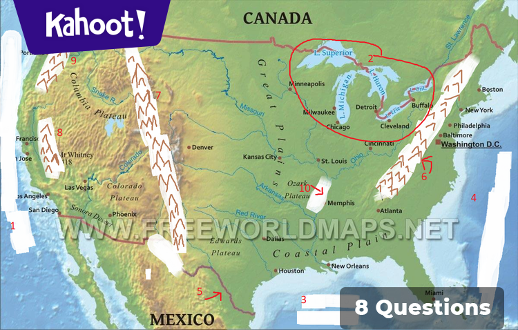 Physical Geography of North America - Kahoot! Quiz