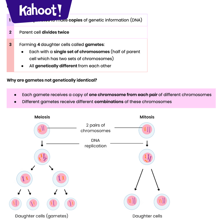 1. Meiosis (and mitosis) | AQA GCSE Biology - Kahoot! Quiz