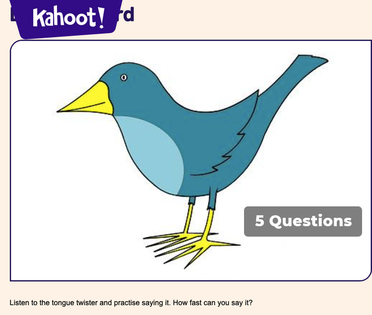 The blue bluebird blinks. - Kahoot! Quiz