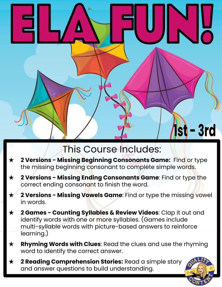 First Grade ELA English Language Arts - Kahoot! Course