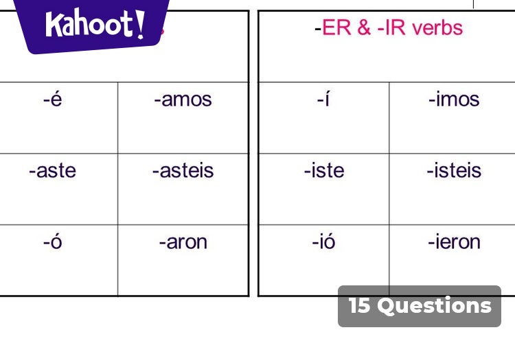 Lección 2.1: Stem-Changing Pretérito -ir (Senderos 2) - Kahoot! Quiz