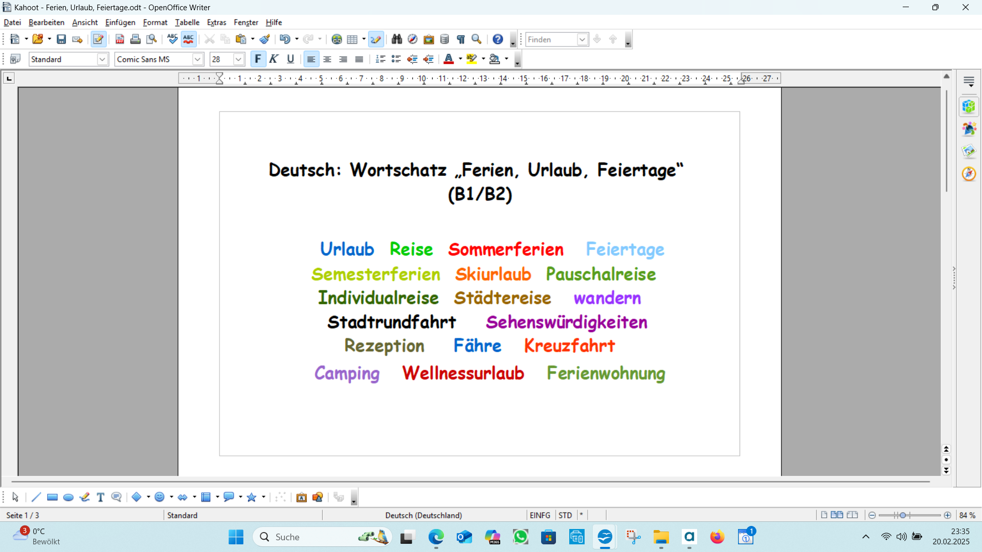 Deutsch (DaF/DaZ): Wortschatz "Ferien, Urlaub, Feiertage" (B1/B2 ...