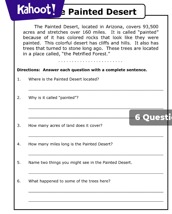 The Painted Desert ( 4th Grade ) - Kahoot! Quiz