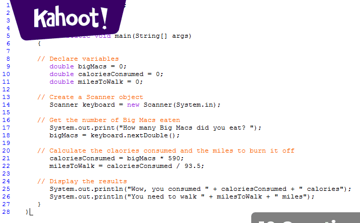 Introduction To Java Programming Kahoot Quiz