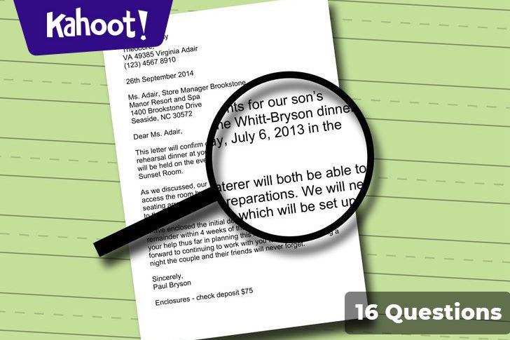 Formal Letter Format - Kahoot! Quiz