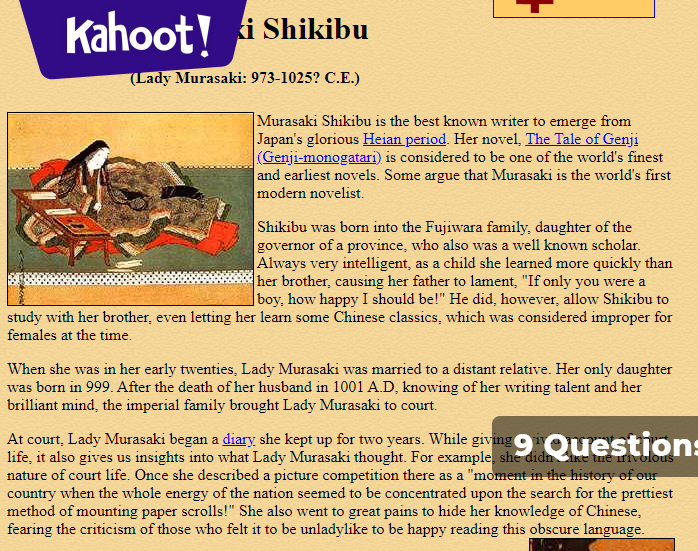 Muraski Shikibu - Kahoot! Quiz