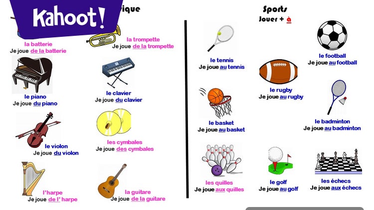 'Jouer à' et 'jouer de' - Niveau 1 - Kahoot! Quiz