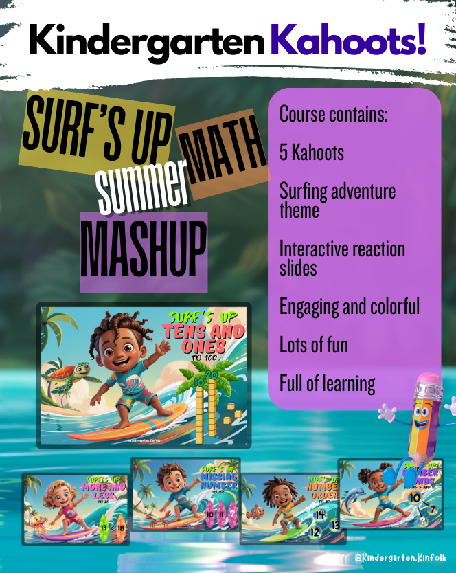Kindergarten Surf's Up Math Summer Mashup (Math Kahoot!) - Kahoot! Course