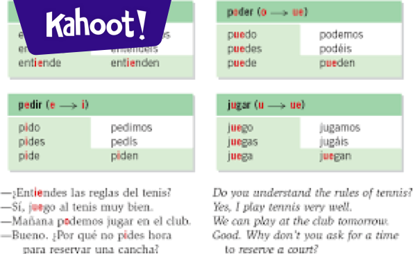 3A - Ch.2 - REPASO - Stem-Changers (E-IE / O-UE) - Kahoot! Quiz