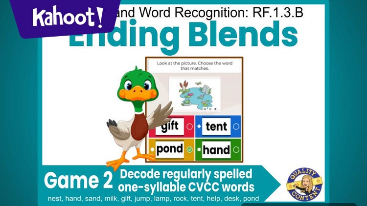 CVCC Words (Ending Blends) - Kahoot! Quiz