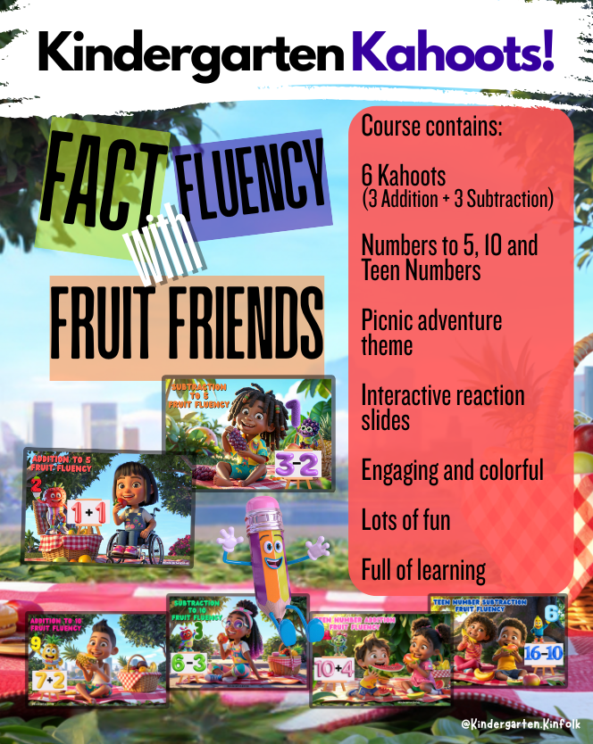Addition Subtraction Fact Fluency with Fruit Friends (Math Kahoot ...