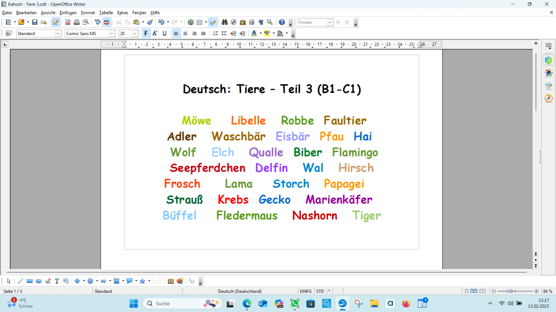 Deutsch (DaF/DaZ): Wortschatz "Tiere (3/3)" (B1/B2) - Kahoot! Quiz