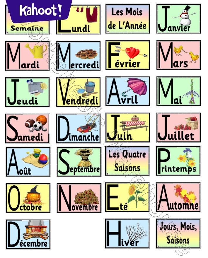 Les jours et les mois - dagar och månader - Kahoot! Quiz