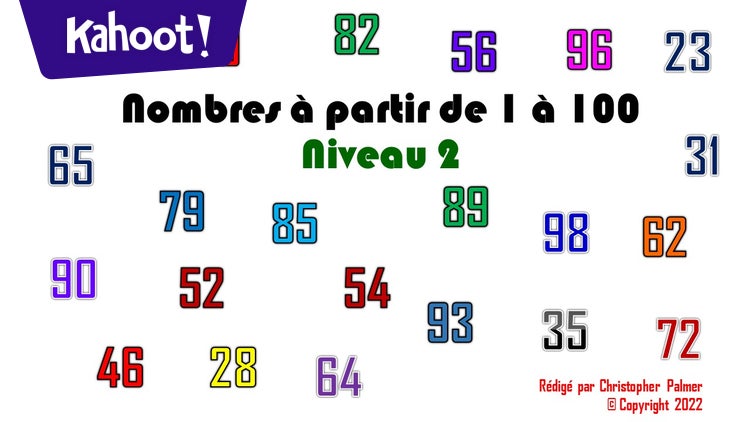 Nombres 1-100 - Niveau 2 - Kahoot! Quiz