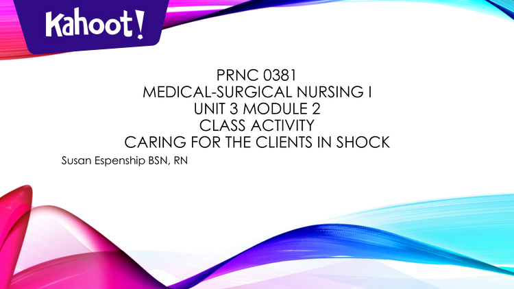 Understanding Shock Kahoot Quiz