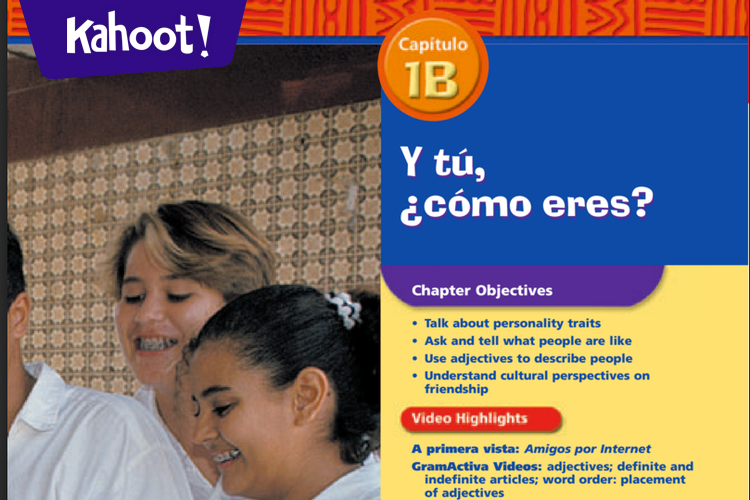 Spanish 1- Chapter 1B: las personalidades - Kahoot! Quiz
