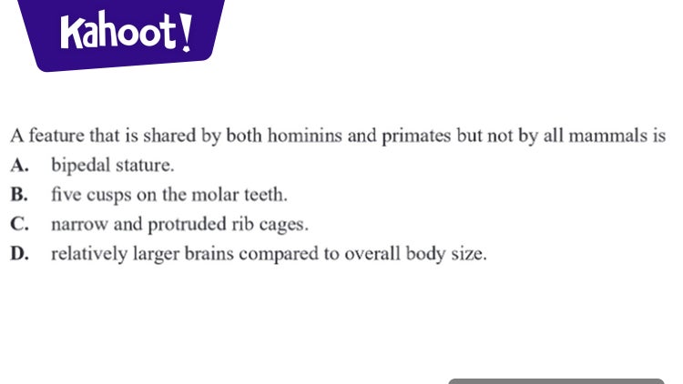 Human Evolution practice exam Questions - Kahoot! Quiz