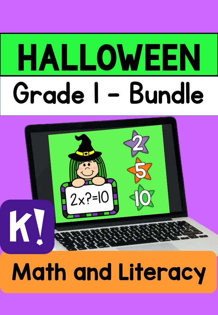 Halloween - Grade 1 Bundle - Math and Literacy - Kahoot! Course
