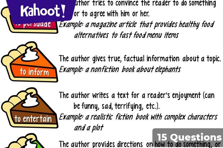 Author's Purpose: PIEED - Kahoot! Quiz