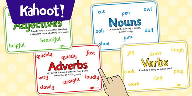 Nouns, Verbs, Adjectives, Adverbs - Kahoot! Quiz