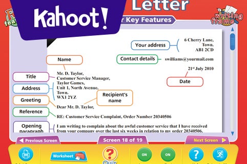 Formal letter writing - Kahoot! Quiz