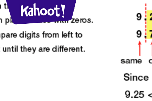 COMPARING DECIMAL NUMBERS - Kahoot! Quiz