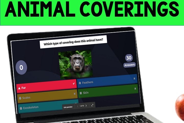 Animal Coverings - Fur, Feathers, Skin, Scales or Exoskeleton - Kahoot ...